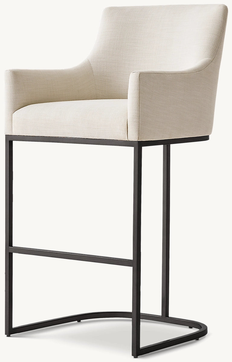 Emery Curved-Back Track Arm Fabric Bar & Counter Stool – rhmaker