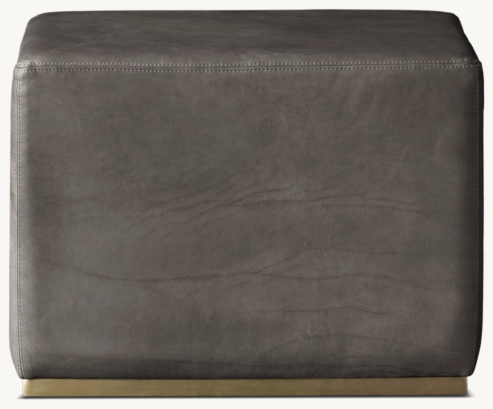 Rex Rectangular Leather Ottoman - Metal Base – rhmaker